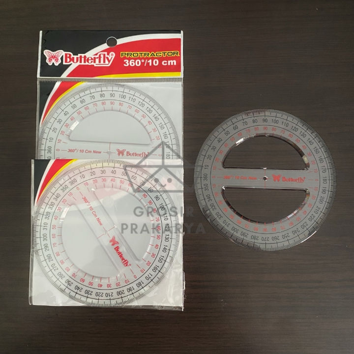 SATUAN Busur BUTTERFLY 360 Derajat Penggaris Ukur Ukuran Alat Tulis ...