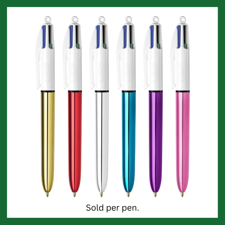 BIC 4-Color Shine Retractable Ball Pen, Medium Point (1.0mm) with Long ...