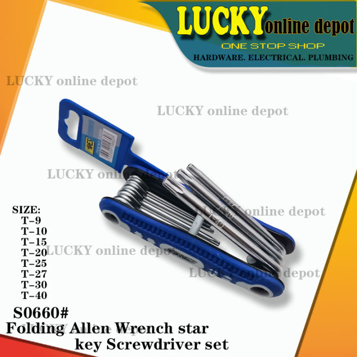 S066 FOLDING ALLEN WRENCH STAR KEY SCREWDRIVER SET | Lazada PH
