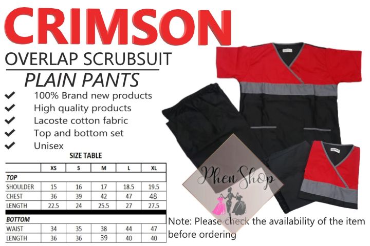SCRUB SUIT OVERLAP TRI-COLOR ( CRIMSON ) | Lazada PH