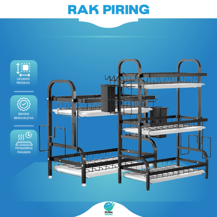 Rak Piring 2&3 Susun Dish Rack Rak Piring Stainless Rak Cuci Piring ...