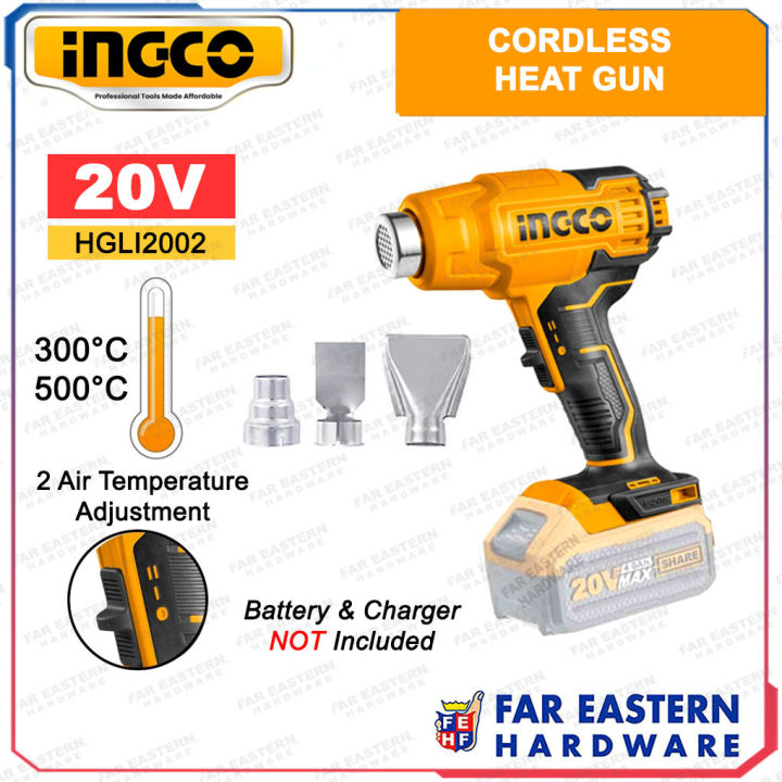 INGCO Cordless Heat Gun 20V HGLI2002 | HGLI20025 | HGLI2003 | HGLI20065 ...