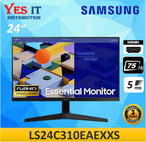 Samsung 24" LS24C310EAEX 75Hz 5ms FHD IPS Freesync Essential Monitor ...