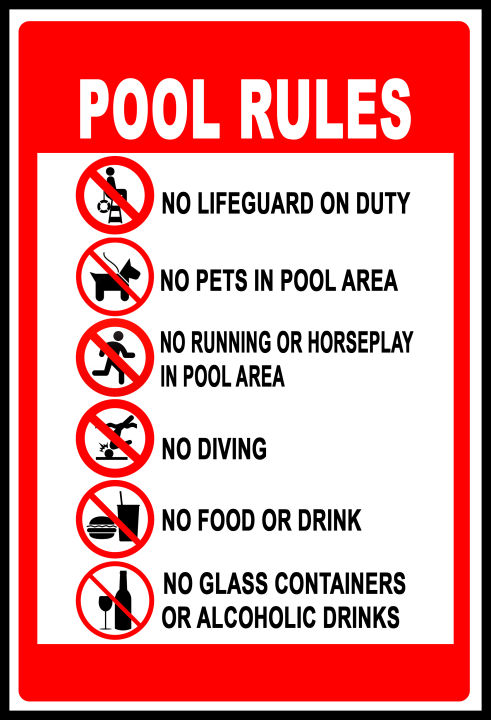 SIGN POOL RULES SIGNAGE PVC TYPE OR PLASTIC LAMINATED WATERPROOF AND ...