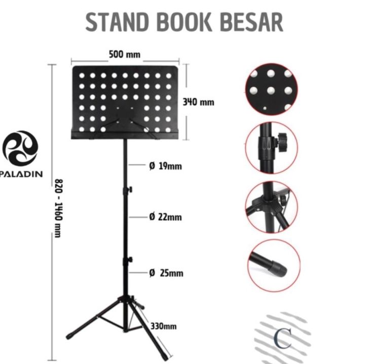 Stand Book Lubang Music Stand Partitur standbook Paladin SD26 SB26 ...