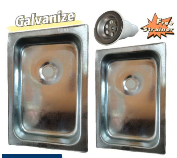Stainless steel sink | Galvanized Sink Lababo Small & big Free Strainer ...