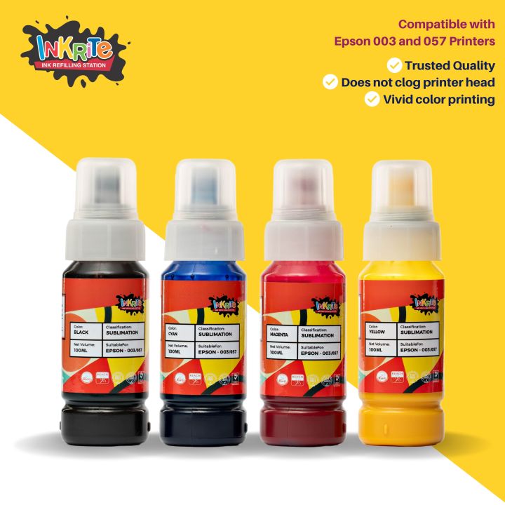 Inkrite Sublimation Ink for Epson 003 057 Printers, 100 ml | Lazada PH