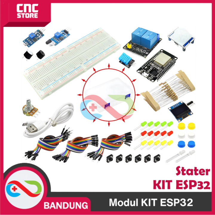 KIT ESP32 Starter Kit Modul ESP-32S WiFi Bluetooth Board Lengkap untuk ...