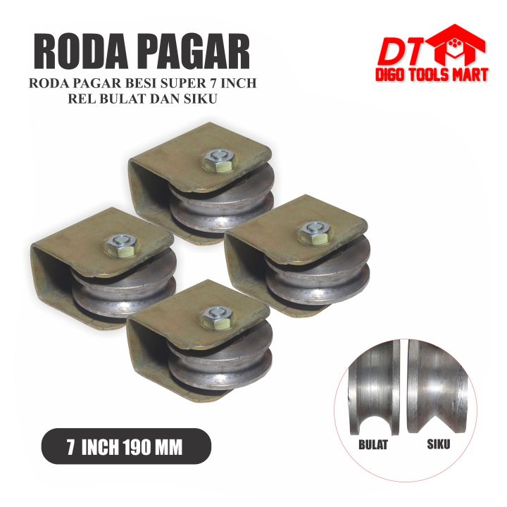 Roda Pagar As Besi Super Tebal 7 Inci Rel Bulat Dan Rel Siku 1pcs ...