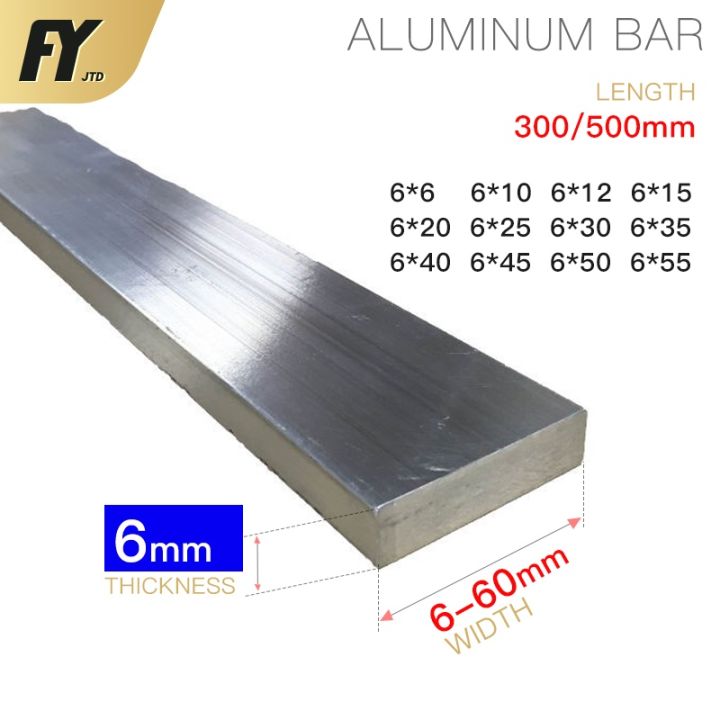 FUYI Aluminium Solid Square Bar 6mm thickness 300mm 500mm length High Quality Straight 6 10 12 ...