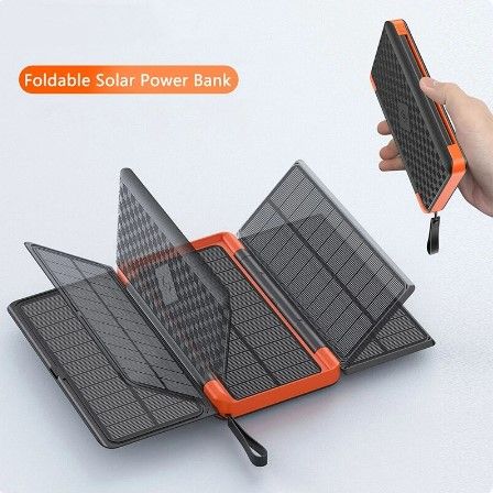 20000mAh Foldable Solar Panel Power Bank Support Wireless Charging, USB ...