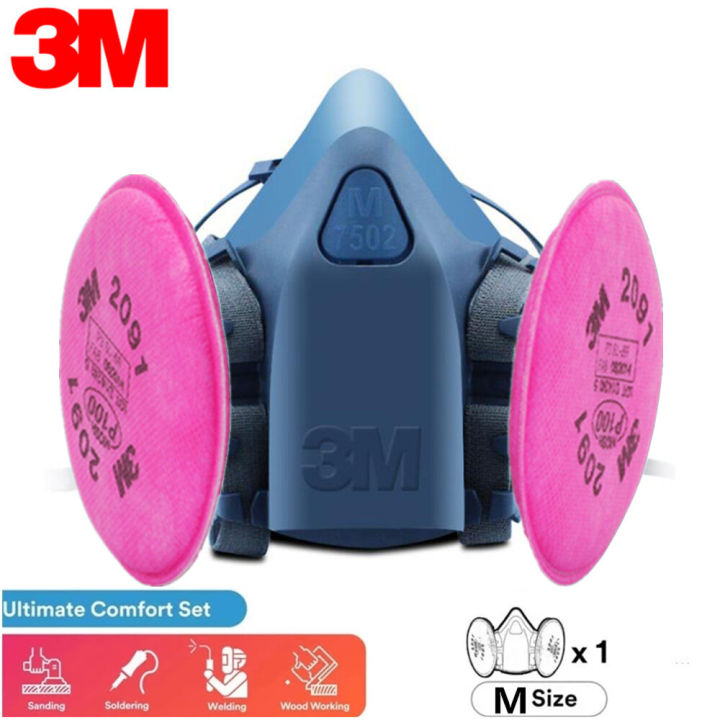 3M 7502 + 2091 P100 Industry Work Respirator Suit Paint Spray Dust Gas ...