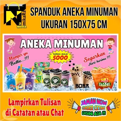 Spanduk Banner Aneka Minuman terbaru custom ukuran 150x75 cm / banner ...