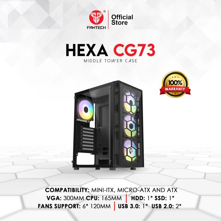 Fantech Hexa CG73 Mid Tower Gaming PC Case – ATX, Micro-ATX, Mini-ITX ...