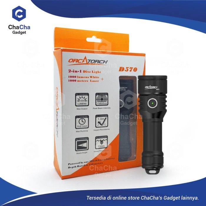 ORCATORCH D570-GL 2 IN 1 LED GREEN LASER BEAM SCUBA DIVE TORCH LIGHT ...