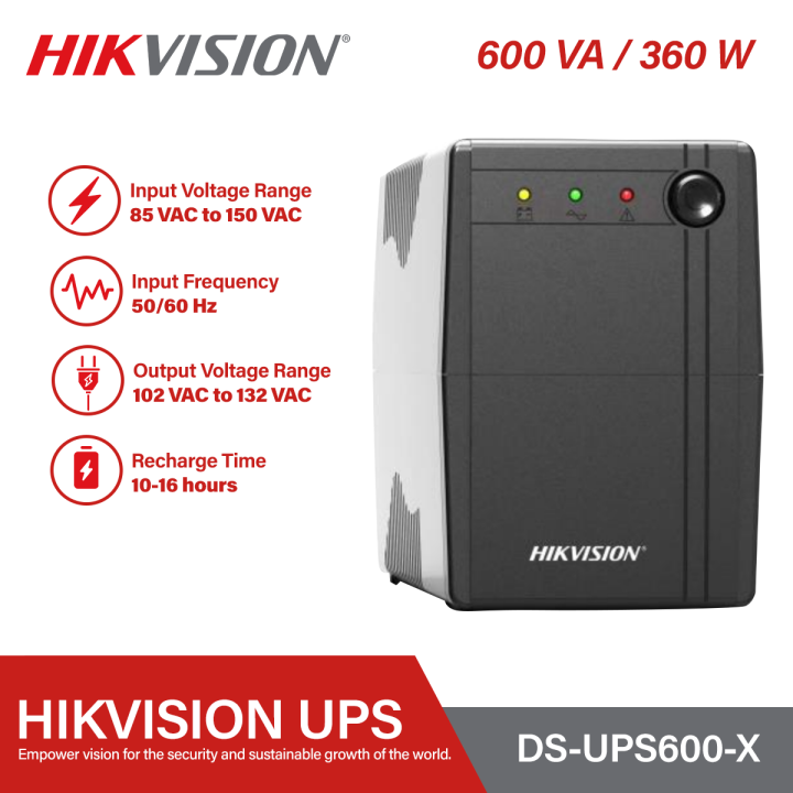 HIKVISION DS-UPS 650-x UPS 600VA/360W, 12V/7Ah Battery x1 With Overload ...