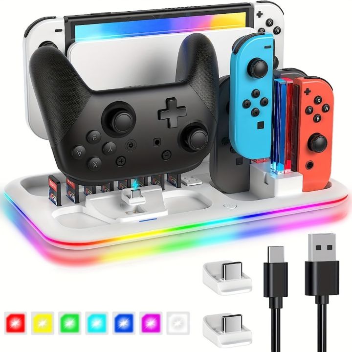 Multifunctional Charging Dock With RGB LED Lighting For Nintendo Switch ...