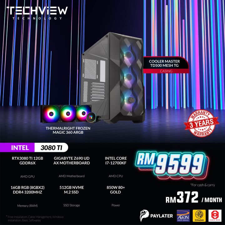 TECHVIEW GAMING PC INTEL CORE I7-12700K RTX 3080TI PROMOTION PACKAGE ...