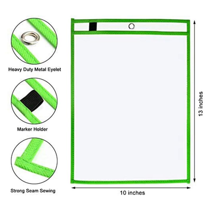 Dry Erase Pockets Sleeves, (40 Pack) A4 Paper Job Ticket Holders ...