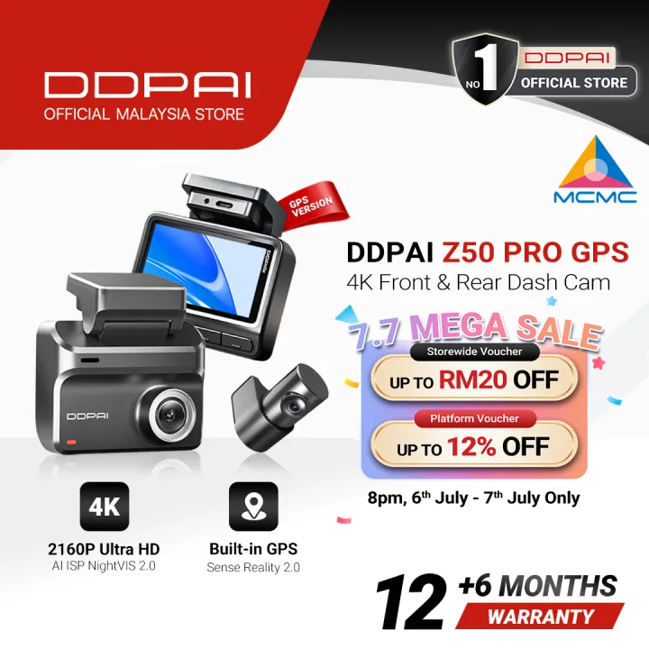 [GPS VERSION] DDPAI Z50 Pro 4K GPS Front & Rear Super Capacitor Dash Cam with 4G Connectivity ...
