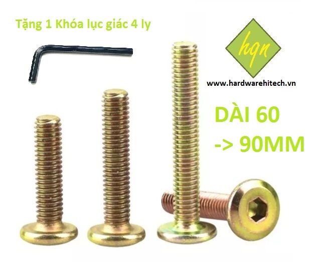 (Túi 50 con) Bulong Lục Giác Chìm M6 Loại Dài 60 -> 100 mm (TẶNG 1 KHÓA ...