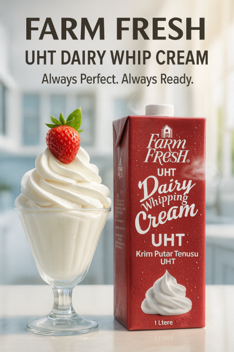 Farm Fresh UHT Dairy Whip Cream 1L – Krim Putar Tenusu Halal, Fluffy ...