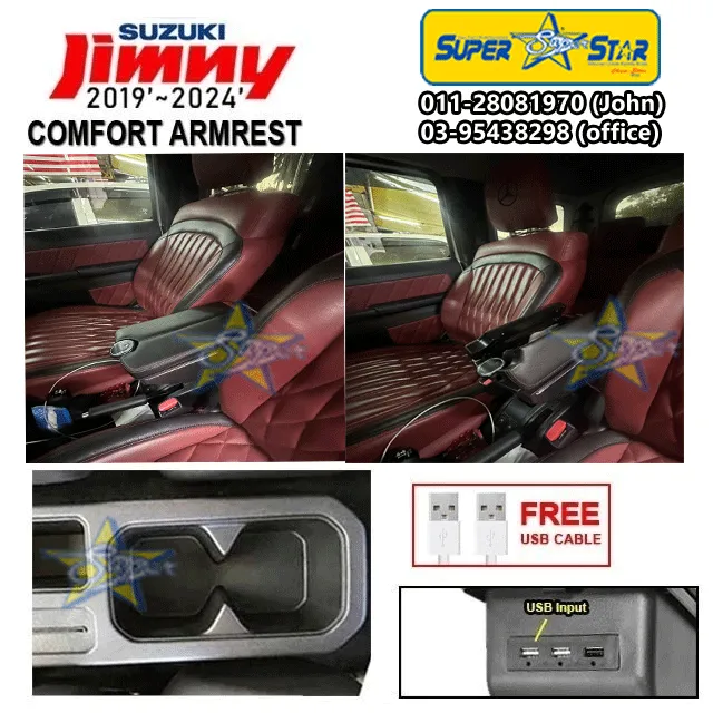 Suzuki JIMNY JB74 2019 - 2024 Comfort Dual open Armrest Arm Rest With ...