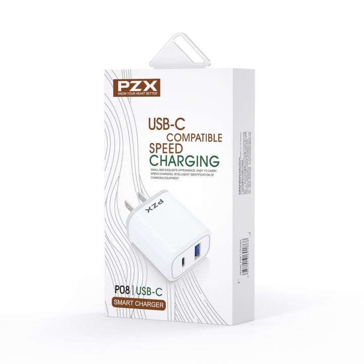 หัวชาร์จไว PZX P08 2.4A อะแดปเตอร์ 2พอต USB TYPE-C ชาร์จเร็ว | Lazada.co.th