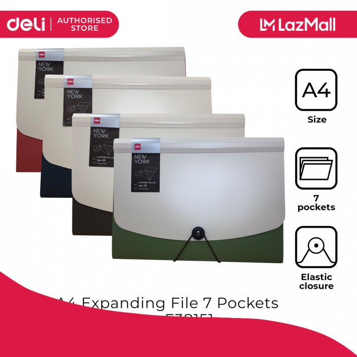 Deli File Organizer- A4 Expanding File 7 Pockets Two Tone E38151 ...