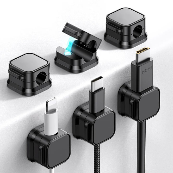 6 PCS Magnetic Cable Clips Cable Smooth Adjustable Cord Holder Under ...