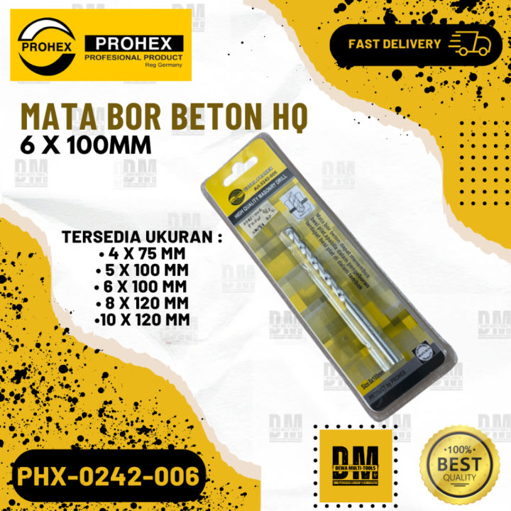 Mata Bor Beton/Tembok HQ PROHEX Pendek 6x100 mm (0242-006) | Lazada ...
