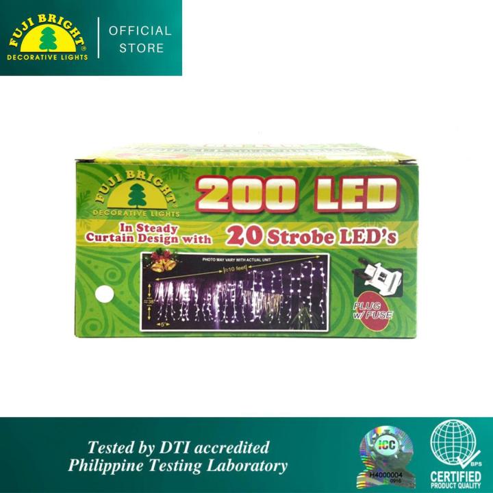 200 LED Fuji Bright Curtain Lights 10% Strobe / Steady with End ...