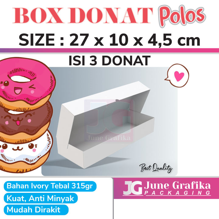 BOX DONAT POLOS 30 PCS / ISI 3 dan 4 DONAT / IVORY TEBAL 315 gram ...