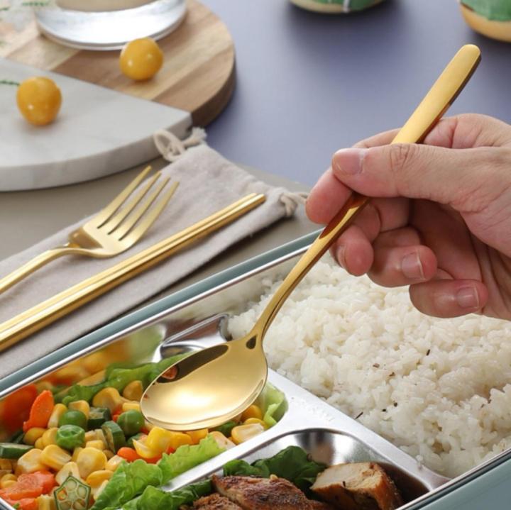 3IN1 Korean Creative Metal Cutlery Set Chopsticks Spoon Fork Kitchen ...