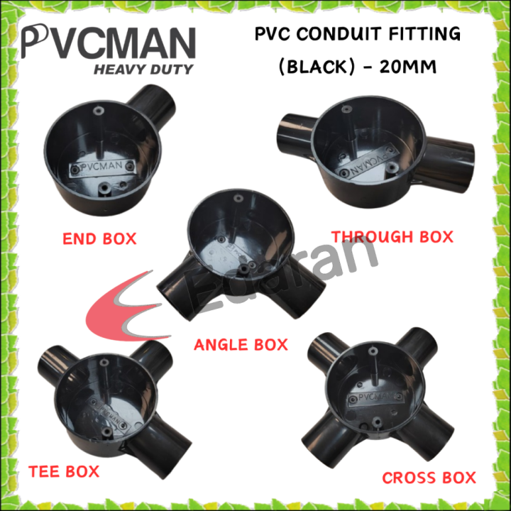 PVCMAN 20MM (BLACK) - END BOX , THROUGH BOX , ANGLE BOX , TEE BOX AND ...