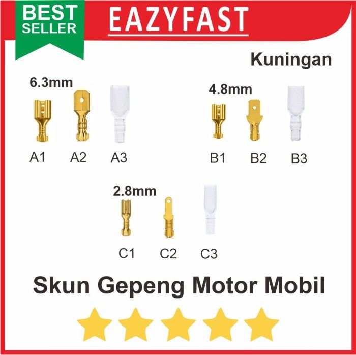 Skun Kabel Gepeng Motor Mobil Male Female Cover Karet Socket Terminal ...