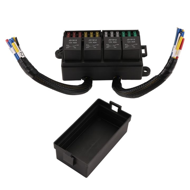 【qaf store】-12V Car Fuse Relay Box Pre-Wired Fuse and Relay Box with 4 ...