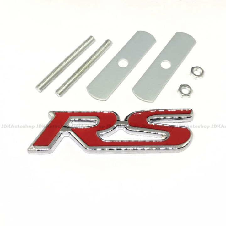 ป้ายโลโก้ โลหะ แบบมีน็อต Logo RS Racing อาร์เอส ติดกระจังหน้า แต่งรถ ...