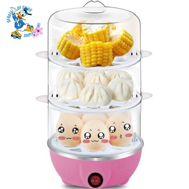 ☏Multifunctional Electric Steamer 3 Layer stainless Tray Egg Boiler ...