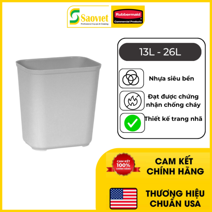 Thùng rác chống cháy Rubbermaid chất liệu Resin và thiết kế trang nhã ...