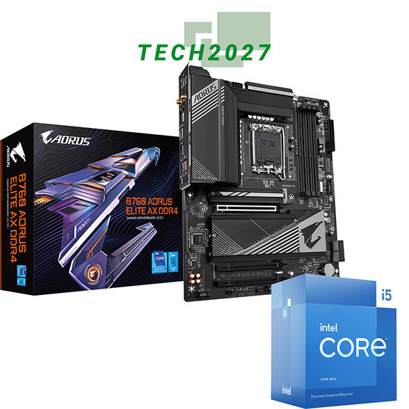 Intel Core i5-13400F 2.5 GHz 10-Core LGA 1700 Processor with GIGABYTE B760 AORUS ELITE AX DDR4 ...