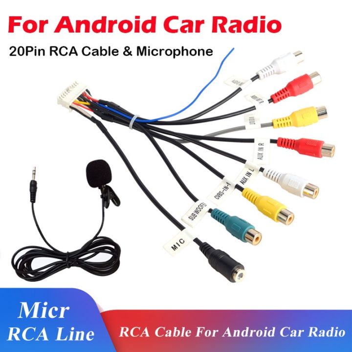 20pin 8head RCA Cable Audio Video Line,Car Audio Microphone 3.5mm Clip ...