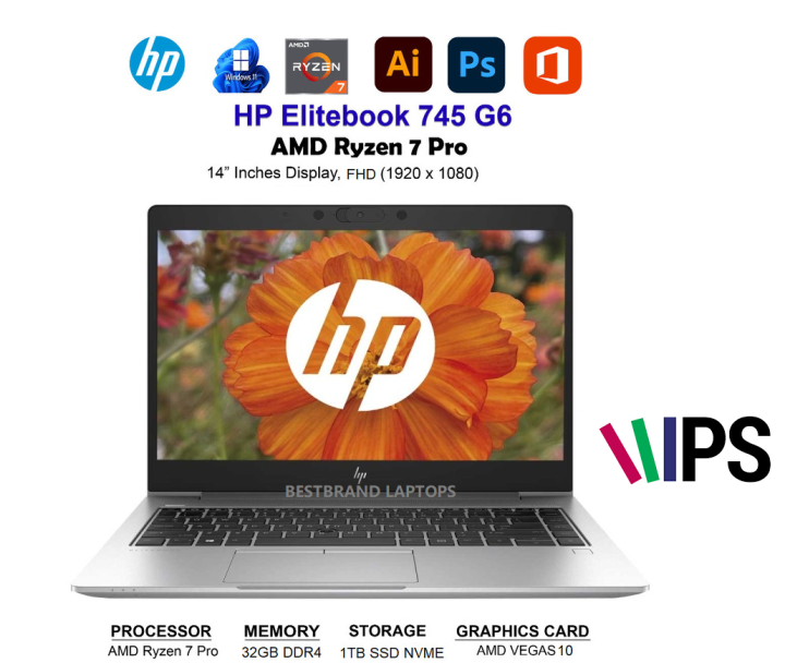 HP elitebook 745 G6 AMD ryzen 7 PRO| 32GB | SSD 1TB | RADEON VEGA 8 ...