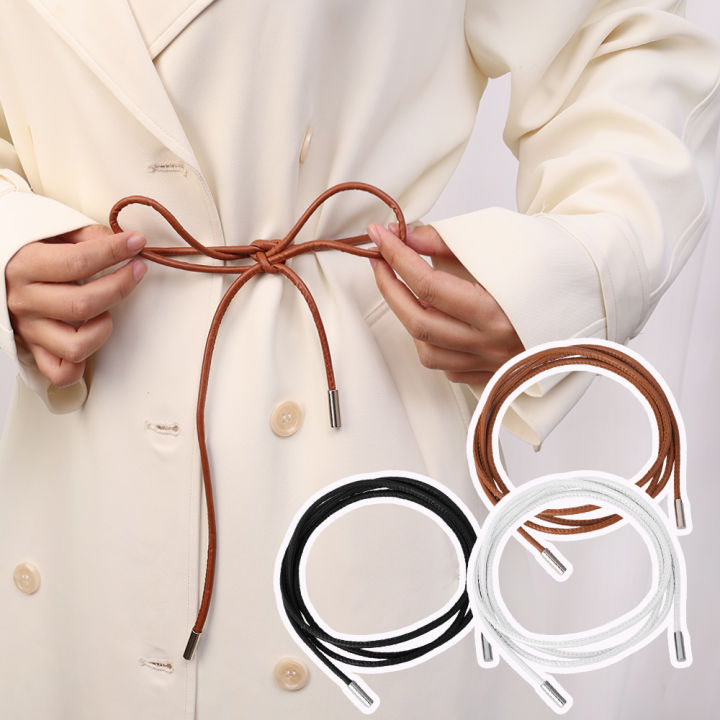 New Round Leather Rope Thin Belt for Women Decorative Knotted Waist ...