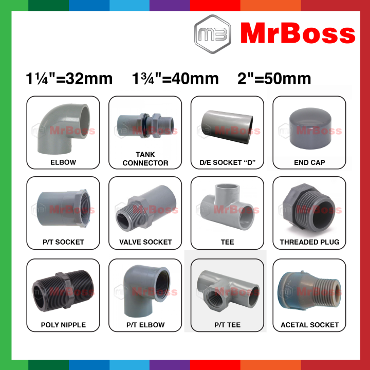 PVC PIPE PVC FITTING 32mm 40mm 50mm CONNECTOR SOCKET ELBOW TEE PT ...
