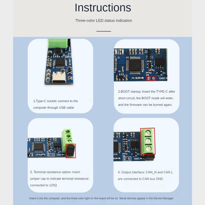(GYIT) Type-C USB to CAN Module 5V CAN Bus Analyzer USB to CAN ...