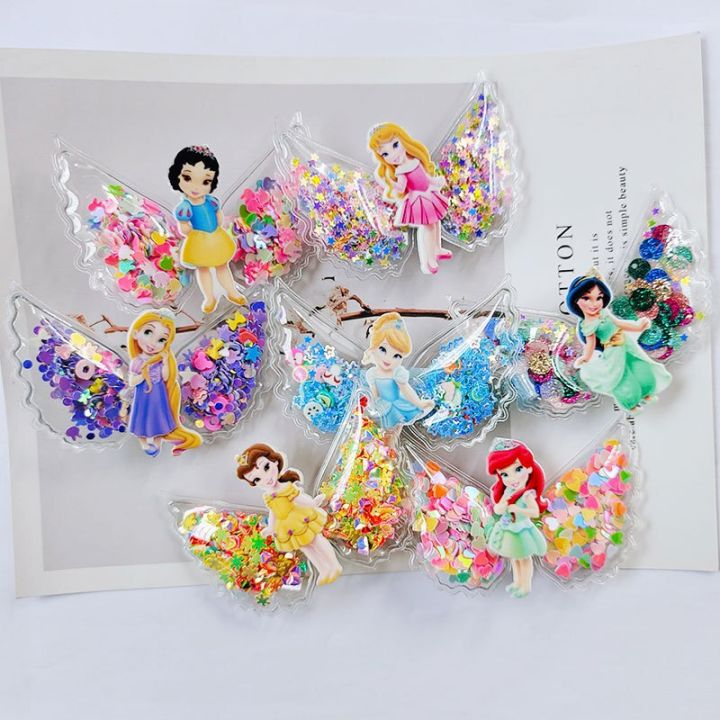 2022 New Anime Hairpin Frozen Quicksand Sequin Hairpin Elsa Snow White ...