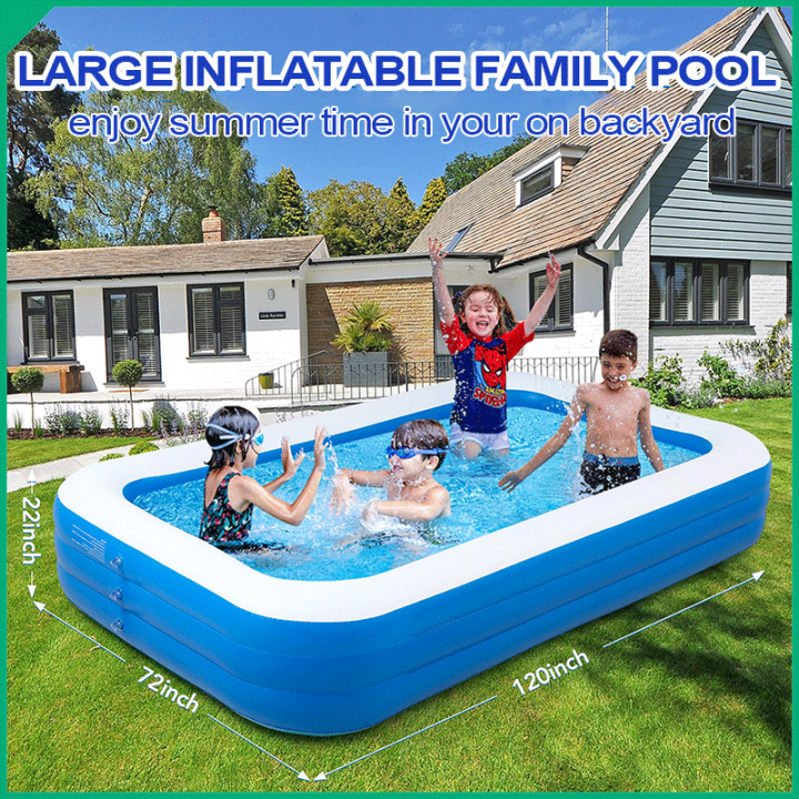 WASSUP Swimming Pool Adult/Kids Inflatable Rectangular Pump Home Water ...