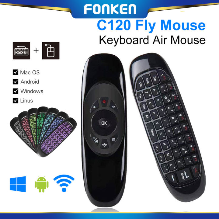 FONKEN C120 Air Mouse 2.4G RF Smart Remote Control Colorful Backlight ...