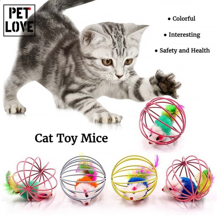 Cat Mouse Toy Chasing Toy Plush Mouse In Cage Pet Interactive Supplies ...